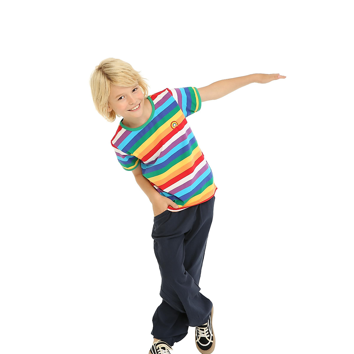 Mud Kingdom Toddler Boys T-Shirts Short Sleeve Rainbow Stripe 24 Months