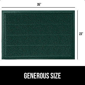 Gorilla Grip Stain and Fade Resistant Dirt Grabber Mesh Door Mat, Low-Profile, Heavy Duty Quick Dry Striped Doormat, Mats for Indoor or Outdoor Entry, Shoe Scraper, Garage Entrance Mat, 35x23, Green