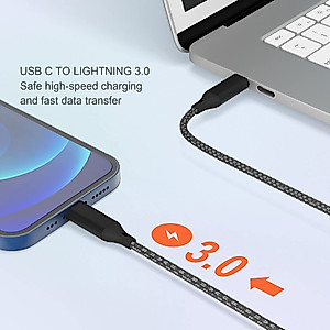 Extra Long USB C to Lightning Cable 20Ft/6M [Apple MFi Certified] iPhone Fast Charger Cable USB-C Power Delivery Fast Charging Cord 3A (max) for iPhone 13/12/11/XS/X/8