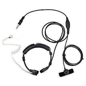 FANVERIM 3.5mm Jack Plug Cool Throat Mic Microphone Covert Acoustic Tube Earpiece Headset with Finger PTT Compatible with Mobile Phone Vocal Hands-Free in-Ear Headset/Headphones/Earphones Black