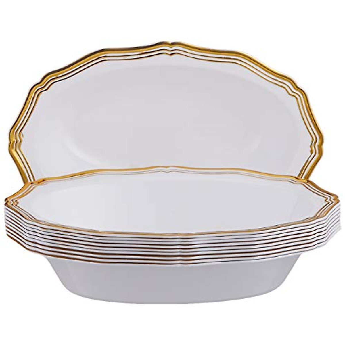 Elegant Aristocrat Collection White/Gold Dessert Bowls (Pack of 10) - Unmatched Quality - Perfect for Dinner Parties & Special Occasions