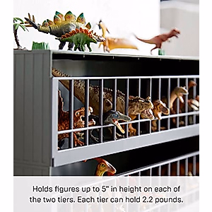 Yamazaki Home Two-Tier Toy Dinosaur and Animal Display Storage Rack, Childrens' Toy Bin Organizer Box, Plastic, Stackable, No Assembly Req.