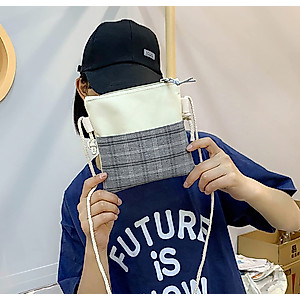 DAHUOJI 5Pcs Kawaii Backpack Set with Badge & Duck Pendant,Japanese Aesthetic Check Bookbag for Girls Cute Plaid School Bags Comes with Tote Bag,Shoulder Bag,Pencil Box,Small Bag(Black,16in)