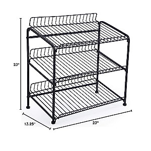 Displays2go Countertop Wire Rack, Three Open Shelves Black (WCR3SBK)