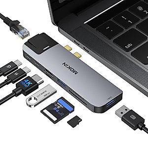 MOKiN USB C Multiport Adapter Hub Mac Dongle for MacBook Pro/Air with 4K HDMI Port, Gigabit ethernet, 2 USB, TF/SD Card Reader, USB-C 100W PD and Thunderbolt 3