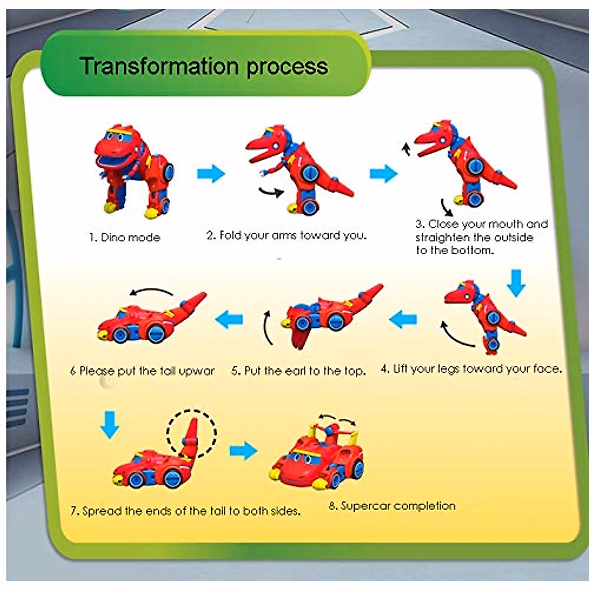 GoGo Dino Dinosaur Exploration Transformation Robot Rex Transformation Dinosaur Tyrannosaurus + 2 Dinosaur Stickers