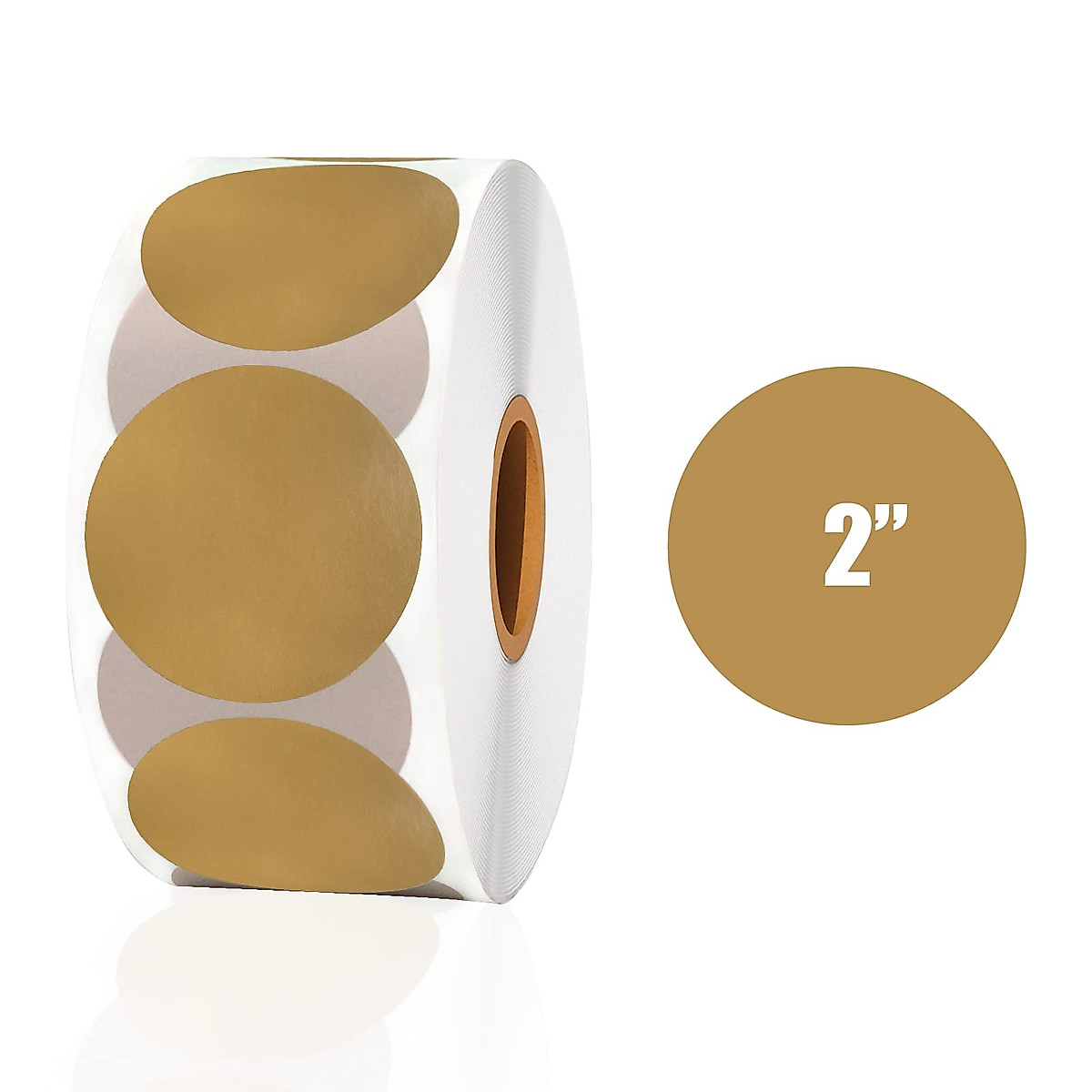 2" Round Thermal Sticker Labels Self-Adhesive Circle Direct Thermal Printer Papers Multi-Purpose Roll Thermal Stickers for DIY Logo Design QR Code Name Tag Inventory Small Business Buff