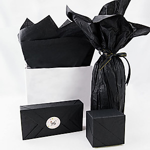 MR FIVE 50 Sheets 20" X 28" Large Size Black White Tissue Paper Bulk,Black or White Tissue Paper for Gift Bags,Black or White Tissue Paper for Crafts,Holiday,All Occasion Use (Black)