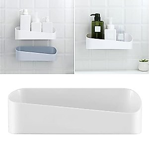 Cabilock Shower Shelves White Shower Free Room Shelf Organizer Basket Soap Shape for Adhesive Mounted Plastic Drill Geometric Kitchen Holder Bathroom Storage Wall Shampoo Caddy Rack Wall Hangings