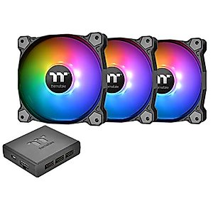 Thermaltake Pure Plus 12 RGB TT Premium Edition 120mm Software Enabled Circular 9 Controllable LEDs RGB PWM Case Radiator Fan 3Pack, TT RGB PLUS Software, AI Interactive Voice Control CL-F063-PL12SW-A