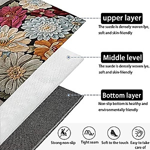 Modern Colorful Blooming Flowers Entryway Area Rug for Living Room Boho Floral Throw Rugs Non Skid Floor Mats Home Office Carpet,2'x3'