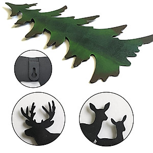 Limygus Metal Wall Art - Deer Pine Wall Decor Hanging Forest Decor Antique Metal Art Metal Wall Decor Home Bedroom Office Outdoor Decorations 5 Pieces