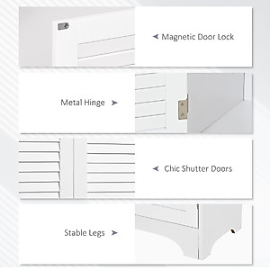 HOMCOM Tall Narrow Bathroom Storage Cabinet with Doors and Shelf Adjustability, Freestanding Bathroom Linen Cabinet with 2 Cabinets and Countertop, Bathroom Floor Cabinet, White