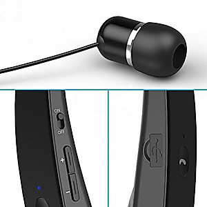 Neckband Wireless HiFi Sound Headset w Retractable Earbuds Premium Earphones Headphones Hands-Free Mic [Folding] for Amazon Fire HD 10, 8, Kindle DX, Fire, HD 6, 7, 8.9, HDX 7, 8.9