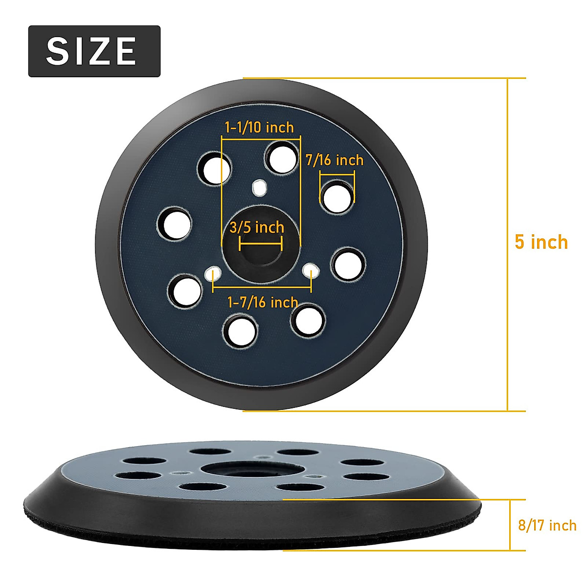 5 Inch 8 Hole Replacement Sander Pad, 4 Pack Hook and Loop Sander Replacement Sanding Pad Compatible with Makita BO5010, BO5030K, BO5031K, BO5041K Sanders