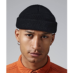Beechfield mens B43R Recycled Mini Fisherman Beanie, Black, Small-X-Large