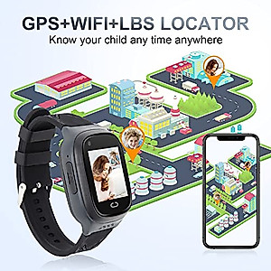 4G Kids Smart Watch GPS Tracker - Smartwatch with Two Way Call Video Calling 7 Puzzle Games Voice Chat SOS School Mode Pedometer Wi-Fi Location Touch Screen Alarm Clock Smartwatches for Boys Girls
