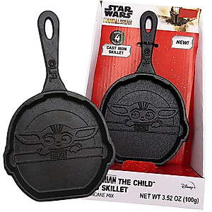 Ross Acquisition Inc. Star Wars DIY Pancake Making Kit,Mandalorian The Child and Darth Vader Shaped Cast Iron Skillets with Mix for Pancakes,Baking Gift Sets,Set of 2