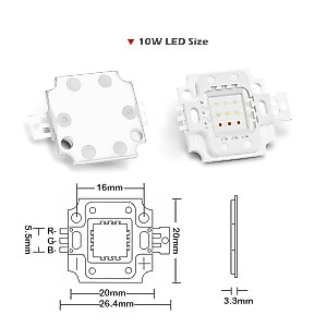 CHANZON High Power Led Chip 10W RGB Common Anode (300mA - 350mA for Each Color) Multicolor Super Bright Intensity SMD COB 10 Watt Light Emitter Components Diode 10 W Bulb Lamp Beads DIY Lighting