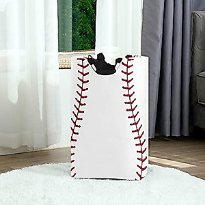22.7"(H) Collapsible Laundry Hamper Baseball Print Laundry Basket Organizer Large with Handle Foldable Clothes Hamper