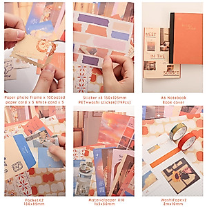 348 Pcs Scrapbooking Supplies Kit, Vintage Aesthetic Scrapbook Kit for Bullet Junk Journal, Stationery, A6 Grid Notebook, DIY Journaling Supplies, Birthday Craft Gift for Teen Girl Kid Women