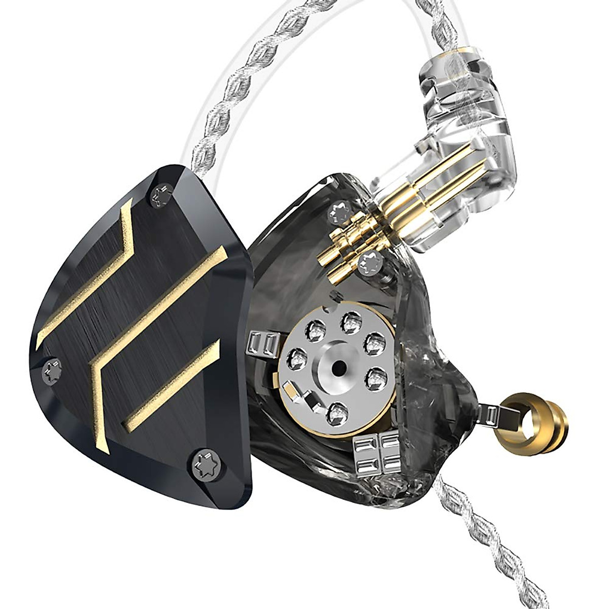 CCA C10PRO in-Ear Monitors, 4BA+1DD Hybrid HiFi Stereo Sport IEM Wired Earphones/Earbuds/Headphones with Detachable Cable 2Pin for Musician Audiophile (Black Without Mic)