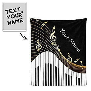 Custom Blanket with Name Text,Personalized Music Treble Clef Super Soft Fleece Throw Blanket for Couch Sofa Bed (50 X 60 inches)