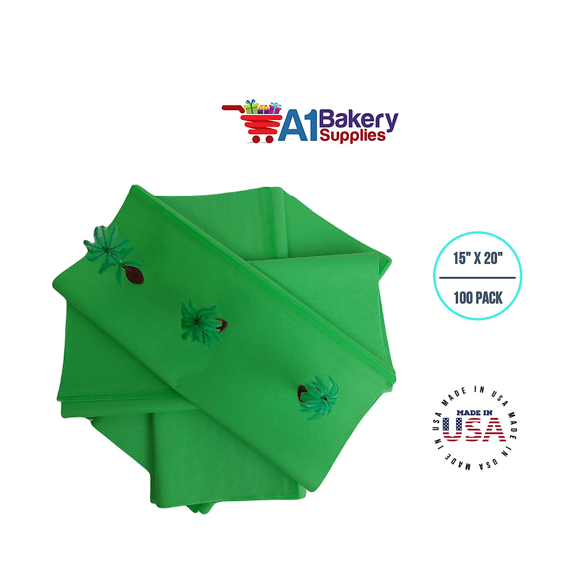 Groovy Green Tissue Paper 15 X 20-100 Sheet Pack Premium HIgh Quality Tissue A1 Bakeru Supplies Made in USA
