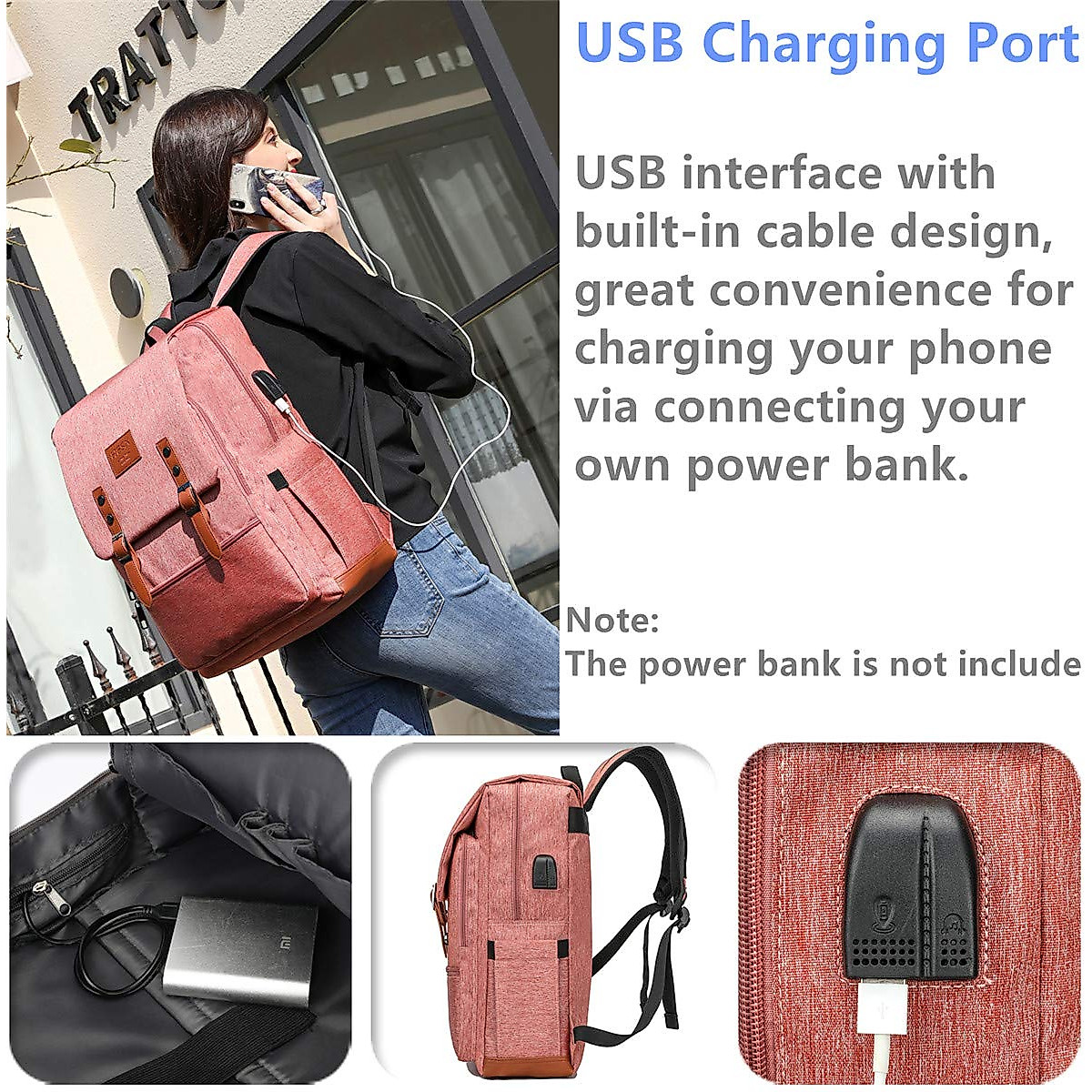 HFSX Vintage Backpack Men Women Business Travel Computer Backpack College Bookbag Stylish Water Resistant Vintage Backpack Fits 15.6 Inch Laptop