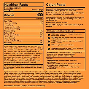 Huel Hot and Savory Instant Meal Replacement - Cajun Pasta - 14 Scoops Packed with 100% Nutritionally Complete Food, Including 25g of Protein, 6g of Fiber, and 27 Vitamins and Minerals