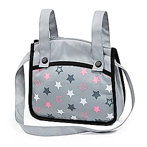 Bayer Design Dolls: Pram Xeo - Grey, Pink, Stars - Includes Shoulder Bag, Fits Dolls Up to 18', Convertible to A Pushchair, Adjustable Handle & Swivel Front Wheels, Accessory for -Plush Toys, Ages 3+