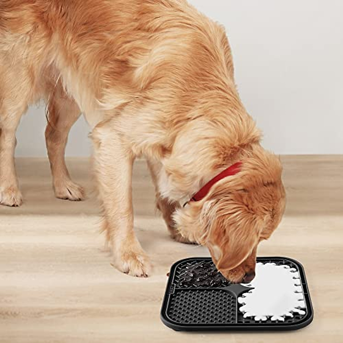 Coomazy Lick Mat for Dog and Cat, Slow Feeder & Non-Slip Design, Boredom and Anxiety Reducer, Suitable for Yogurt, Peanut Butter and Liver Paste, BPA-Free, Non-Toxic, Black, 2-Packs, L