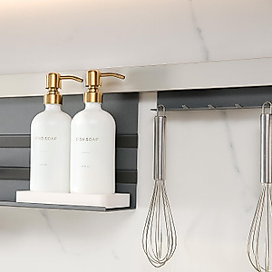 Prus Waso Gold Soap Dispenser Set, Glass Soap Dispenser with Stainless Steel Pump, Perfect for Modern Kitchen Counter Decor. (Gold)