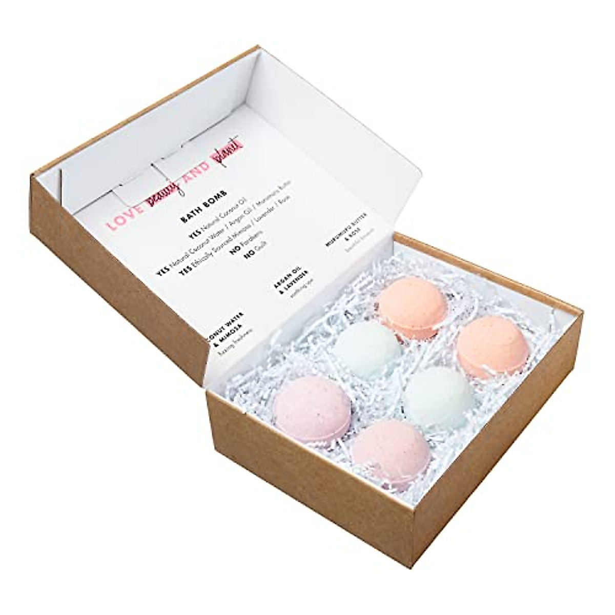Love Beauty and Planet Bath Bombs Gift Set Gift Ideas for Her, Wife, Bath and Body Pampering Gift Set Murumuru Butter and Rose, Coconut Water and Mimosa Flower, Argan Oil and Lavender Paraben Free