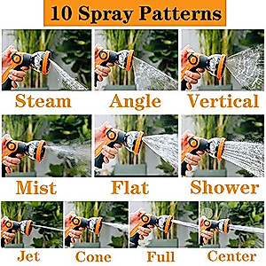 Garden Hose Nozzle Spray Nozzle,10 Hose Metal Duty Watering Patterns Thumb Control On Off Valve, High Pressure Nozzle Sprayer for Watering Plants, Car Wash,Cleaning,Showering Pets