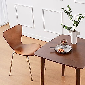 Livinia Aslan 29.5" Malaysian Oak Square Wooden Dining Table/Small Solid Wood Kitchen Desk (Walnut)