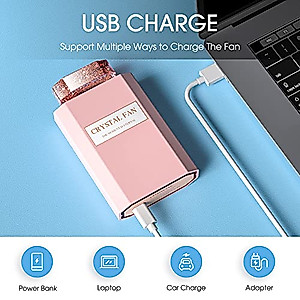 LIGHTDESIRE Lady USB Mini Handheld Fan with Fragrance, Rechargeable, Portable Small Personal Lash Fan with 3 Speed Modes for Travel, Camping, Office,Gift for Women, Girl(Pink)
