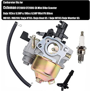 Carburetor Compatible with Coleman Powersports 196cc CT200U CT200U-EX Trail 200 Mini Bike Baja HT65 WR65 Carb with Gaskets Fuel Line Filter