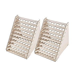 misppro 2pcs 75 Pots Wooden Pigment Paint Bottle Rack Model Organizer Storage Holder