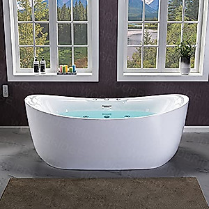 WOODBRIDGE 71" x 31 1/2" Whirlpool Water Jetted and Air Bubble Freestanding Bathtub , B0034