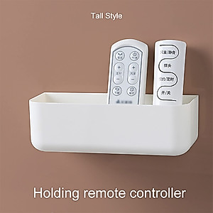 ePizdiz Adhesive Plastic Floating Shelf Stick on Wall Mounted Shower Caddy Shower Organizer for Bathroom Kitchen Bedside Extra Storage Needed (2pcs Tall)