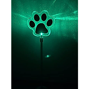 Set of 2 Clear Acrylic Dog Paw Solar Power Outdoor Garden Yard Stick Color Change LED Lights