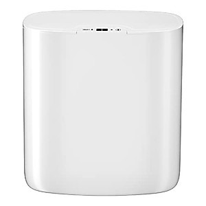 Bathroom Trash Cans with Lids, Sapouni Automatic Motion Sensor Trash Can 2.6 Gallon Smart Touchless Garbage Can Slim Plastic Narrow Rubbish Can for Bathroom, Bedroom, Kitchen (White, Battery operated)