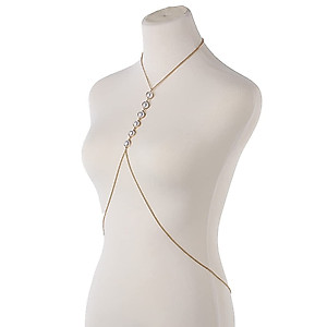 Jerany Rhinestone Body Chain Pearl Waist Belly chain Sexy Bra Bikini Body Chains Beach Body Necklace for Women