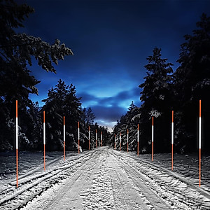 Driveway Markers with Reflective Tape 20 Pcs 48 Inch Solid Fiberglass Pole Snow Stakes for Parking Lots, Walkways, Ski Slopes Road (5/16 Inch Diameter)