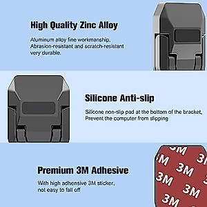 PONICOR Zinc Alloy Computer Keyboard Stand for Desk, Foldable Keyboard Riser with 2 Angle Adjustable, Self-Adhesive Invisible Laptop Stand for Desk, Mini Portable Keyboard Lift (2pcs, Black)