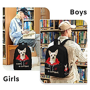 Psxnvid Dog Print Backpack Cartoon Funny Chihuahua Dog Backpacks Travel Hiking Laptop Backpack for Men Women Girls Boys