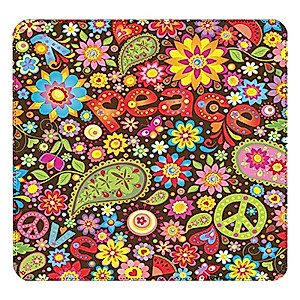 InterestPrint Women's Funny Hippie Peace Sign Paisley Flower Credit Card Wallet Clutch Purse, Huge Storage Capacity