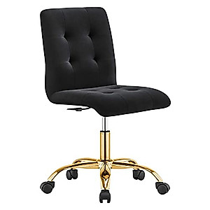 Modway Prim Armless Performance Velvet Office Chair in Gold Black