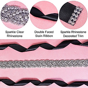Lovful Handmade Bridal Belt, Rhinestone Wedding Dress Belts, Ribbon Crystal Sash for Women,Black